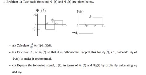 solved problem 1 two basis functions Ψ1 t and Ψ2 t are