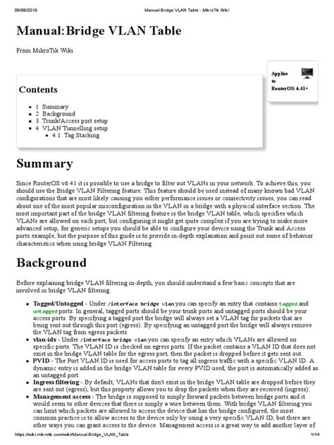 Manual Bridge Vlan Table Mikrotik Wiki Pdf Router Computing