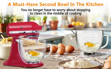 Pqpo 5 Quart Glass Mixing Bowls Compatible With 4 5and5 Kitchen Aid Stand
