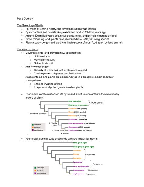 Lecture 15 Nov 15 Foundations Of Biodiversity Plant Diversity The Greening Of Earth For