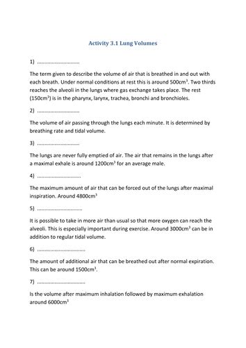 Btec Level 3 Sport 2016 New Specification Unit 1 Learning Aim C Respiratory System