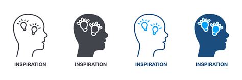 영감 브레인스토밍 창의적 사고 실루엣 및 라인 아이콘 세트 혁신 아이디어 인간의 머리 픽토그램에 있는 전구 지적 마인드 심볼 컬렉션 격리된 벡터 그림 개발에 대한 스톡 벡터