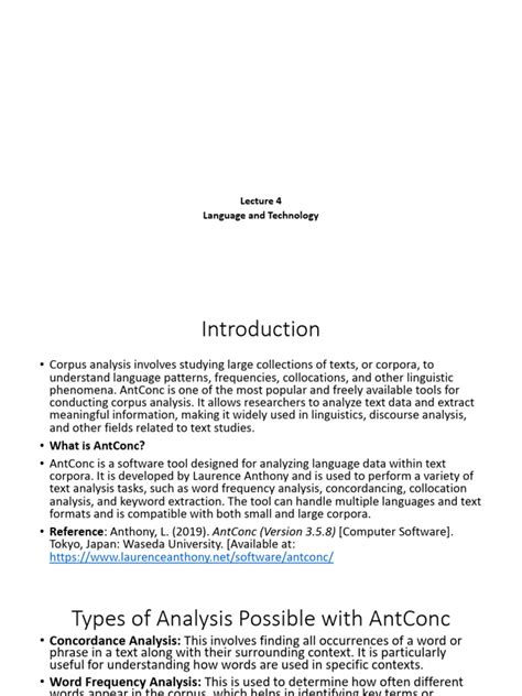 Antconc Tools For Corpus Analysis Pdf Word Linguistics