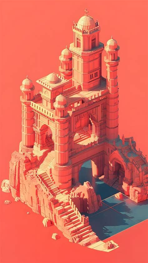 Buildings Shops And Architecture Designed According To The Three Dimensional Isometric Concept