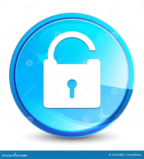 Unlock Icon Splash Natural Blue Round Button Stock Vector