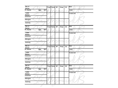 Simple Cnapca Report Sheet 8 Patients Shift Report Vitals Etsy