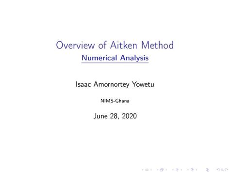 Aitkens Method Ppt