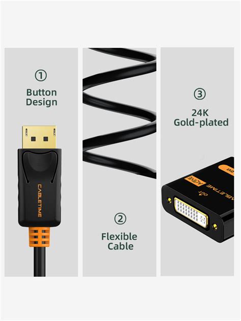 Displayport To Dvi Active Adapter Converter 4k 30hz Cabletime
