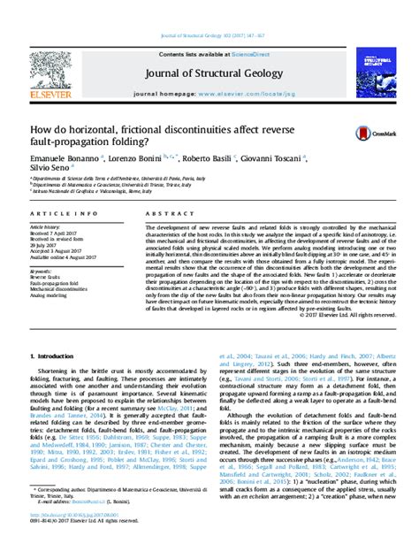 Pdf How Do Horizontal Frictional Discontinuities Affect Reverse Fault Propagation Folding