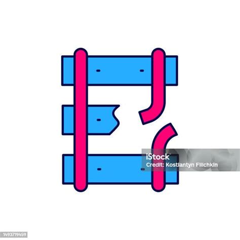 흰색 배경에 고립 된 철도 아이콘에 깨진 또는 금이 레일 을 가득 윤곽 벡터 깨짐에 대한 스톡 벡터 아트 및 기타 이미지
