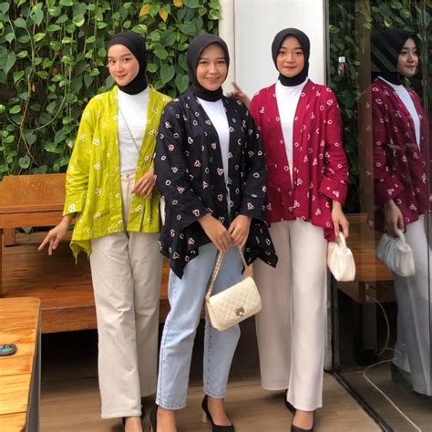 Jual Ready Blezer Erina Batik Jumputan Cantik Jawa Etnik Khas Solo Outer Motif Tye Dye Batik