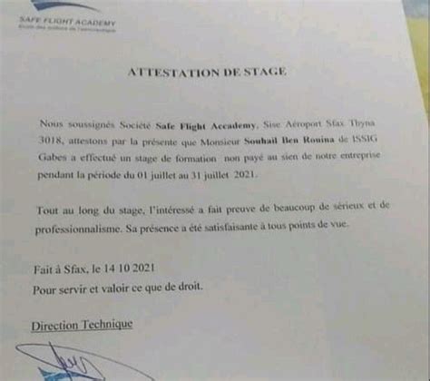 Souhail Ben Rouina On Linkedin Internship Certificate At Safe Flight