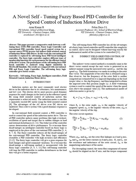 Arun Kumar R A Novel Self Tuning Fuzzy Based Pid Pdf Electric Motor