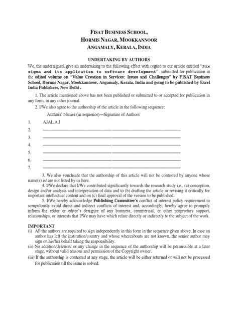 Author Declaration Formx Pdf Author Intellectual Works