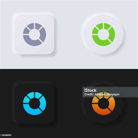 파이 차트 아이콘 세트 웹 디자인을 위한 다색 Neumorphism 버튼 소프트 Ui 디자인 응용 프로그램 Ui 등 버튼 벡터