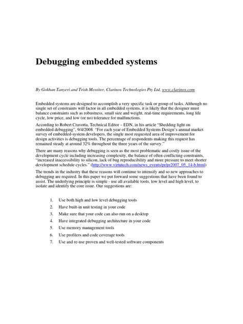 Debugging Embedded Systems 09 Pdf Embedded System Debugging