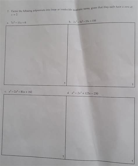 Solved 7 Factor The Following Polynomials Into Linear Or Chegg Com