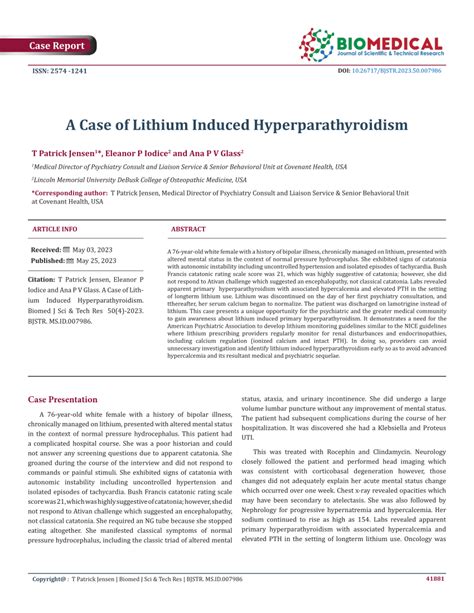 Pdf A Case Of Lithium Induced Hyperparathyroidism