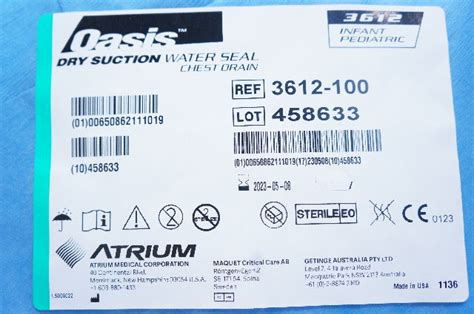 Atrium 3612 100 Oasis Dry Suction Water Seal Chest Drain Infant Pediat Imedicsales