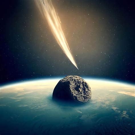 Premium Ai Image Meteorite Direction Earth Meteor Entering The Atmosphere Of Planet Earth