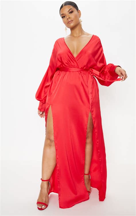 Plus Red Kimono Maxi Dress Plus Size Plt