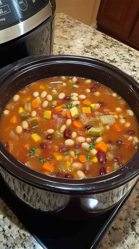 Hearty Crock Pot Bean And Vegetable Soup