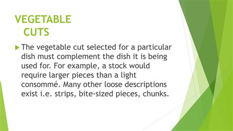 Solution Presentation On Types Of Vegetable Cuts Studypool