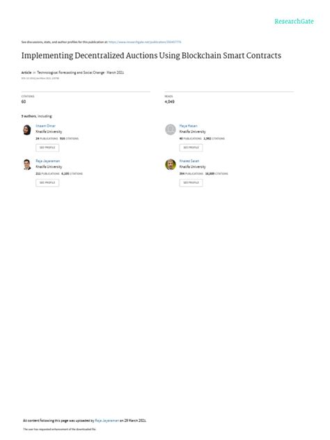 Implementing Decentralized Auctions Using Blockchain Smart Contracts Pdf Auction Internet