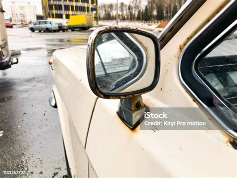 오래 된 레트로 빈티지 소식통 녹슨 산화 크롬 도금 금속 실버 거울 복고풍 Antiquan 흰색 미국 여객 자동차 Maskar 60 년대 70 년대 80 년대 90 년대 0