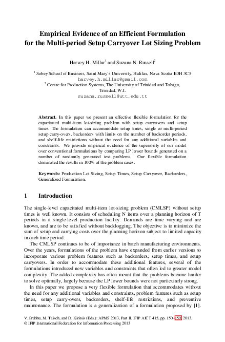 Pdf Empirical Evidence Of An Efficient Formulation For The Multi