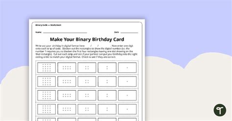 Make Your Binary Code Birthday Card Activity Teach Starter