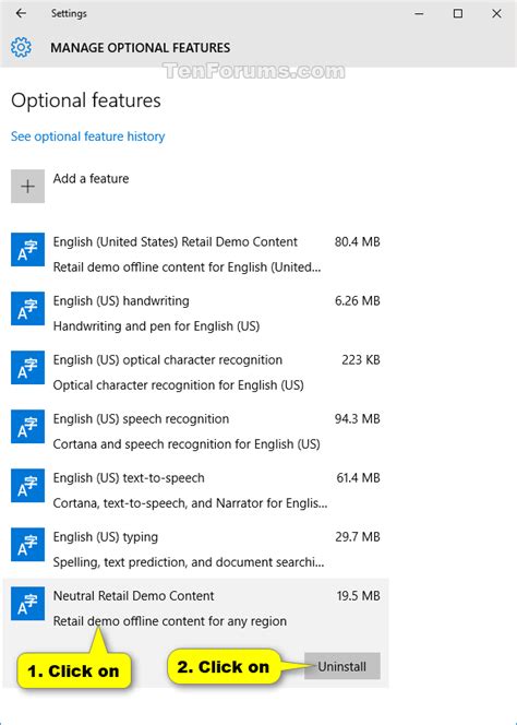 Manage Optional Features In Windows 10 Tutorials