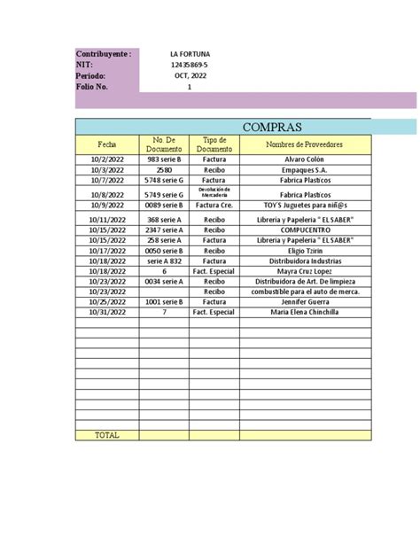 Libro De Compras Y Ventas Descargar Gratis Pdf Factura Contabilidad