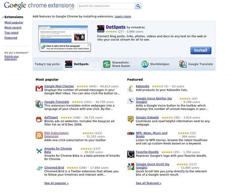 Google Chrome Extensions Gallery Now Live
