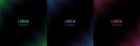 추상적인 분홍색 파란색 초록색 물결 모양의 선 패턴이 검은색 배경에 있는 복사 공간으로 모퉁이에 있다 미래 기술 개념의 파선 네온 컬러를 조명하는 컬렉션 벡터 Eps10 0