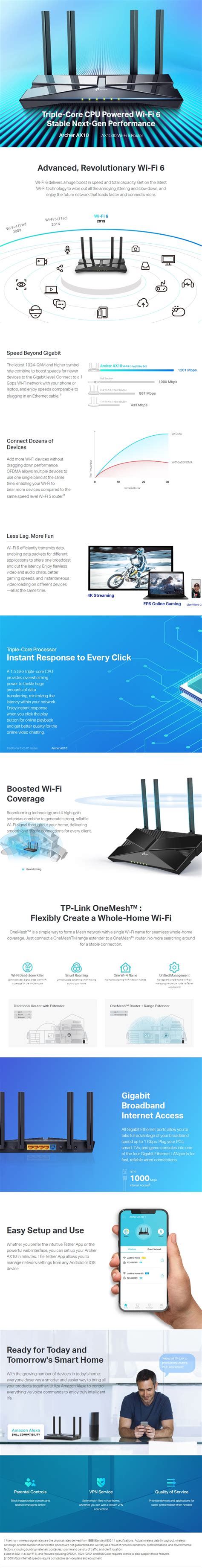 TP Link Archer AX Wi Fi Triple Core CPU Router Modems Routers ARCHER AX