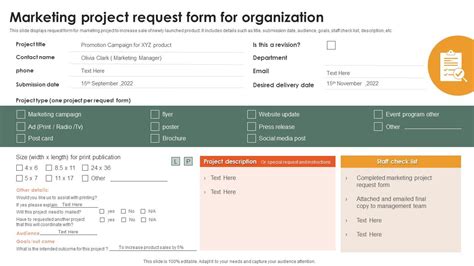 Marketing Project Request Form For Organization Ppt Sample