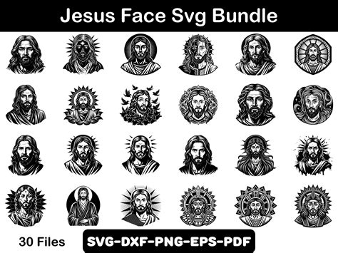 Jesus Face Svg Bundle Graphic By Priyo Design Shop · Creative Fabrica