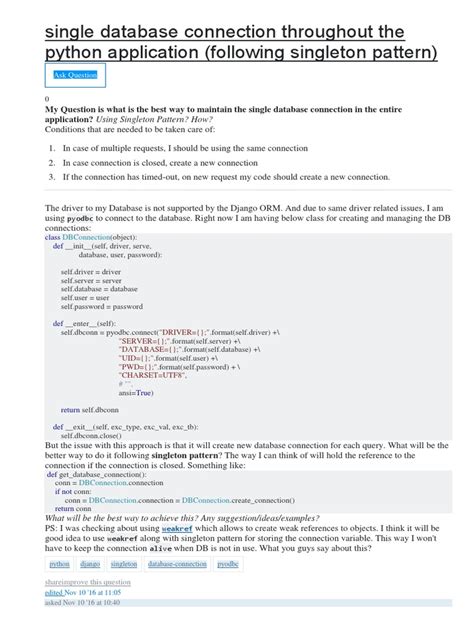 single database connection throughout the python application pdf databases computer