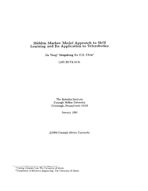 Pdf Hidden Markov Model Approach To Skill Learning And Its €¦ · Hidden Markov Model