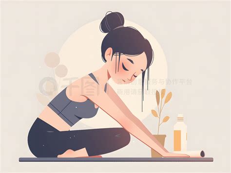 扁平ai数字艺术 水瓶绿植和做普拉提瑜伽的女性生活扁平插画 Ai插画免费下载格式6372像素编号71367806 千图网