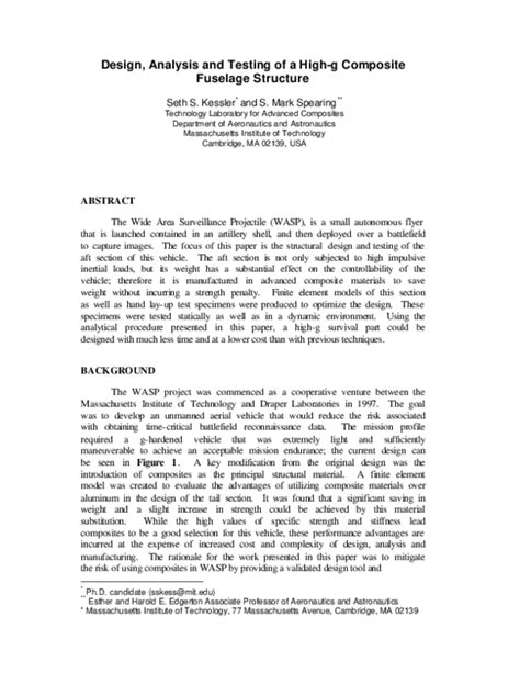 Pdf Design Analysis And Testing Of A High G Composite Fuselage Structure