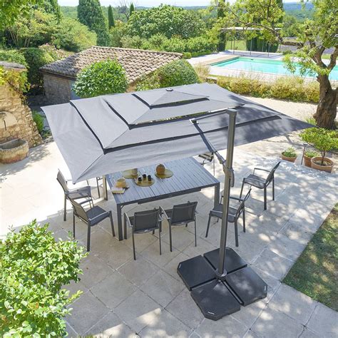 Parasol Déporté Rectangulaire Inclinable Melhia Anthracite 4 X 3 M