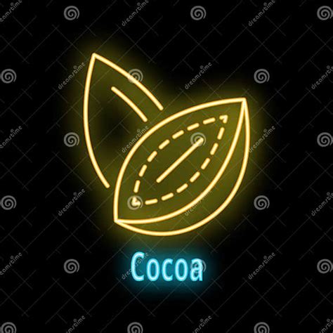 Neon Sign Of Cocoa Beans Representing Chocolate Production Stock Illustration Illustration Of
