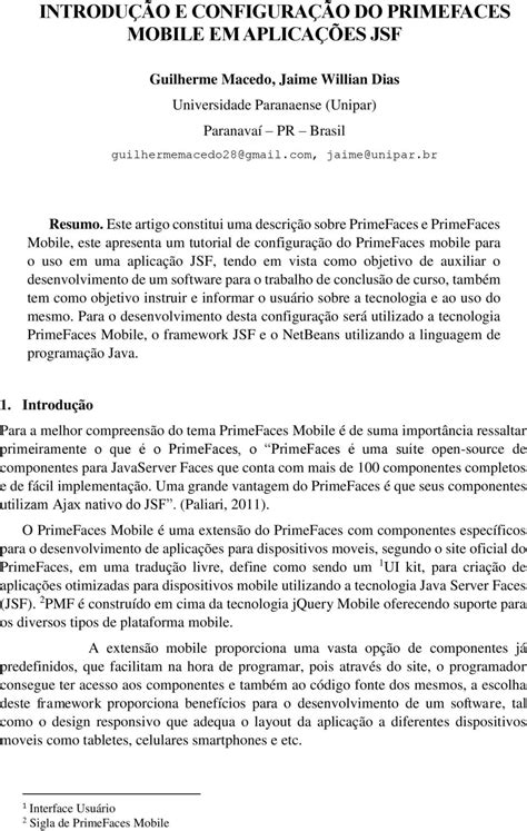 IntroduÇÃo E ConfiguraÇÃo Do Primefaces Mobile Em AplicaÇÕes Jsf Pdf