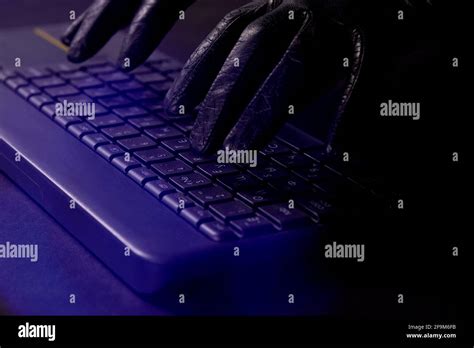Hackers Hands On Laptop Keyboard Hacking A Security System Hacker In