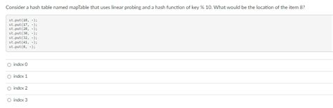 Solved Consider A Hash Table Named Maptable That Uses Linear
