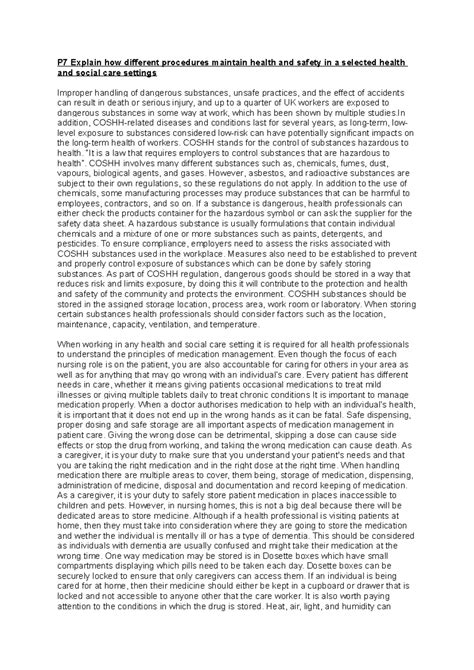 P Unit Health And Social Care Unit P Explain How Different Procedures Maintain Health