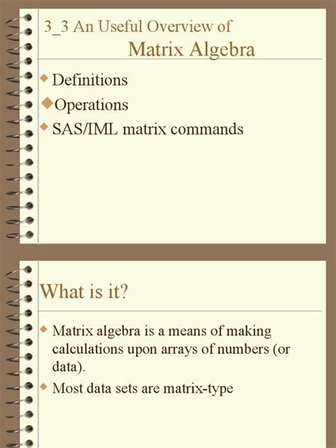 3 3 An Useful Overview Of Definitions Operations Sas Iml Matrix