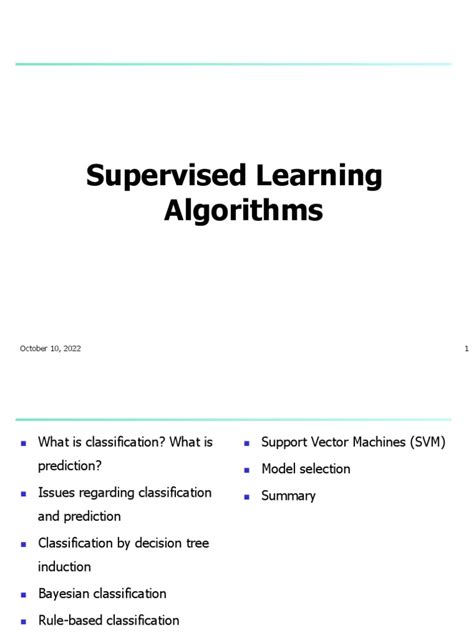 Supervised Learning Algorithms Pdf Statistical Classification Neuron